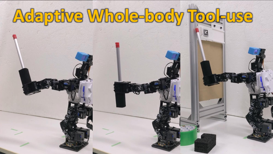 Adaptive Whole-body Robotic Tool-use Learning on Low-rigidity Plastic ...